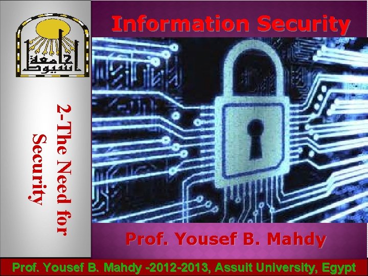 Information Security 2 The Need for Security Prof