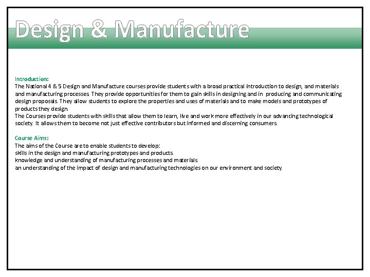 Design and Manufacture National 4 5 Introduction The