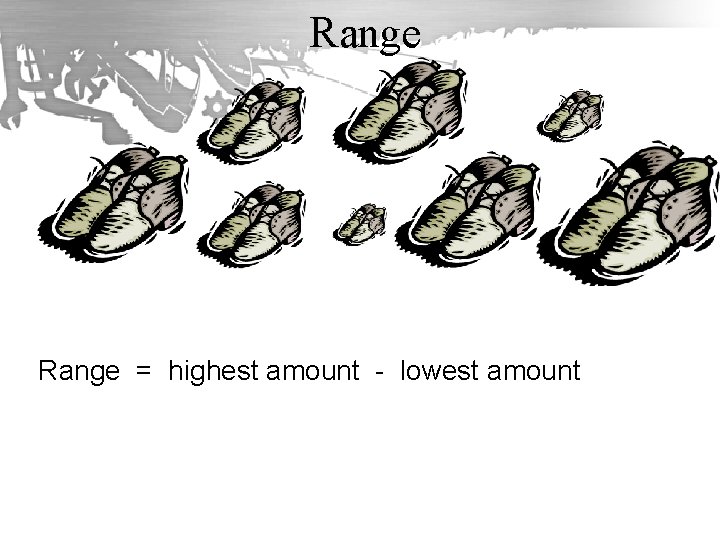 Averages and Range Range highest amount lowest amount