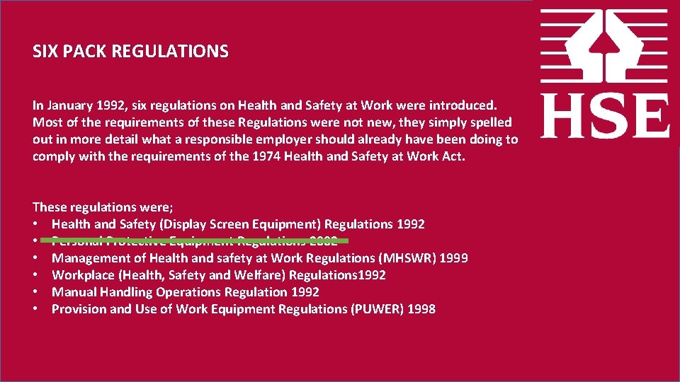 SIX PACK REGULATIONS SIX PACK REGULATIONS In January