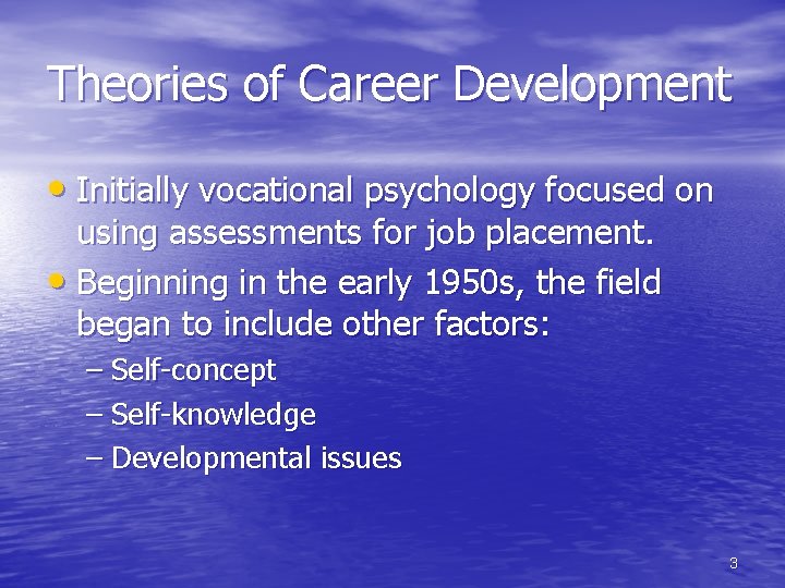 Career Counseling A Holistic Approach Theories of Career
