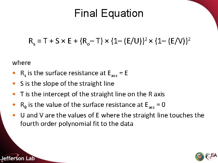 Parameterization of SRF Cavity Data Filis Coba University