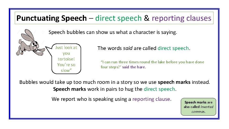 Punctuating Speech The Hare and the Tortoise The