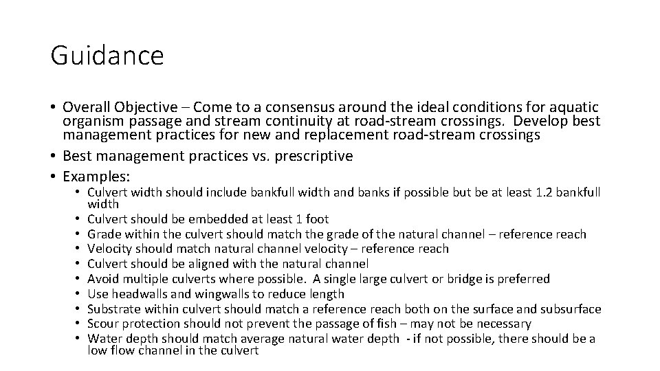 Fish Friendly Culverts MD Meetings May 2018 Introduce