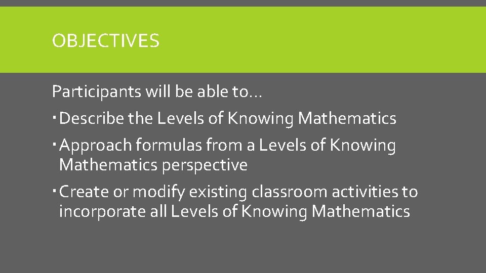 WHATS BEHIND THE FORMULA Improving Student Math Ability