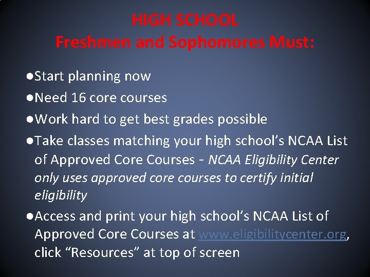 Understanding NCAA Eligibility Joann Graham and Mary Willer