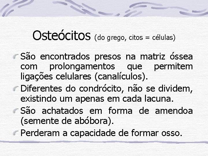 Tecido Conjuntivo sseo Tecido sseo Principal constituinte do