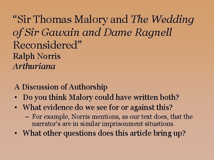 The Wedding of Sir Gawain and Dame Ragnell