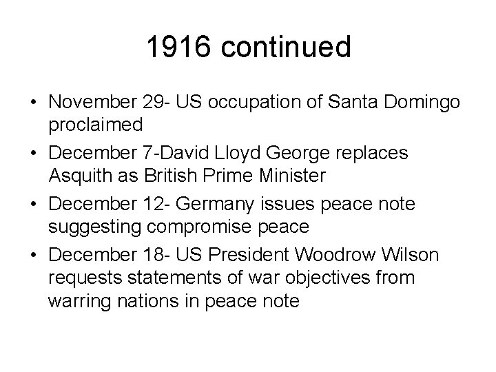 WWI major events and timeline DO NOW Who