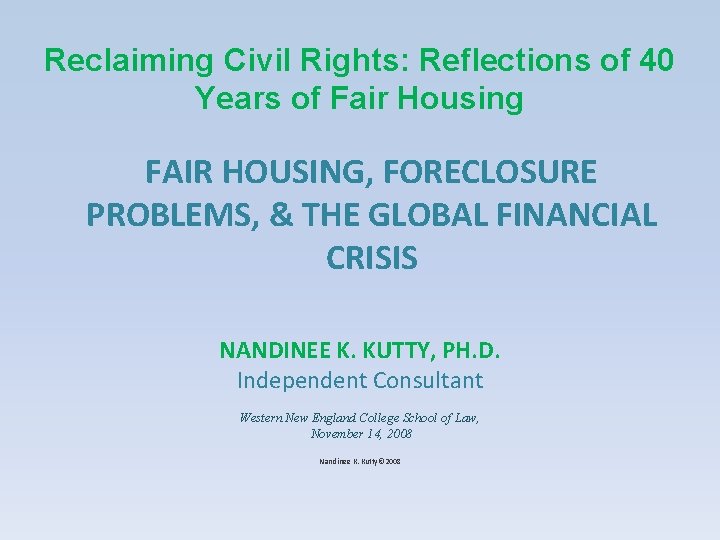 Reclaiming Civil Rights Reflections of 40 Years of