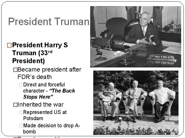 Unit 12 Truman and Eisenhower Chapter 26 President