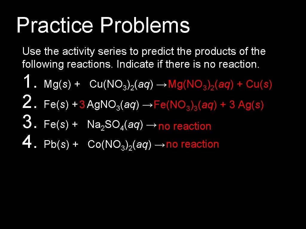 Predicting the Product in Single Replacement Reactions Using