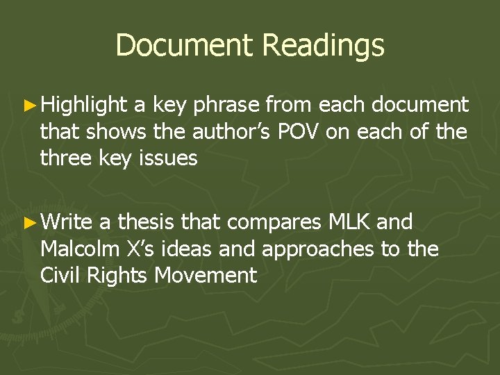 Document Readings Highlight a key phrase from each