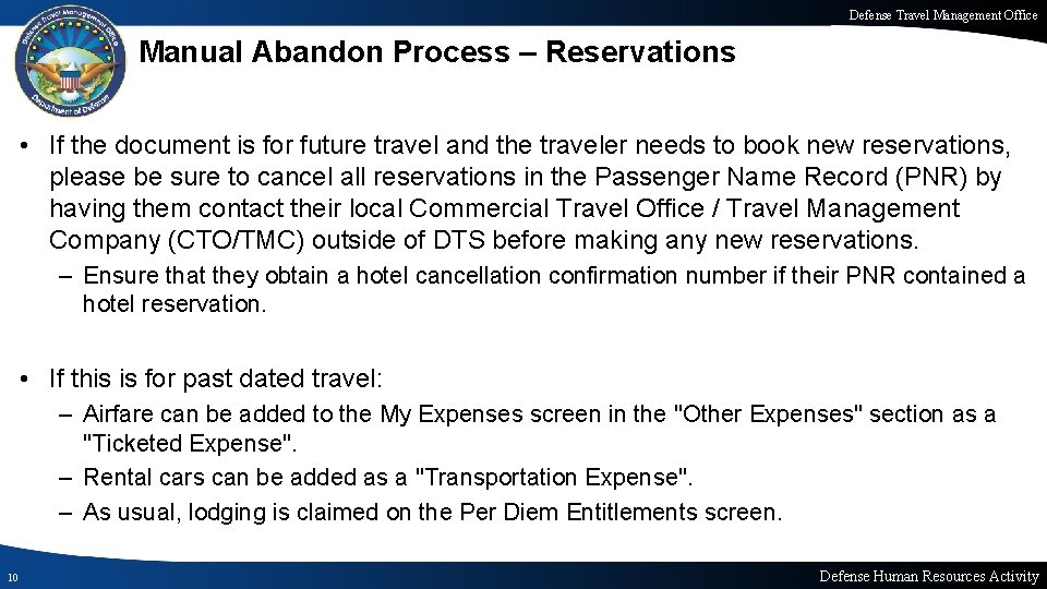 Defense Travel Management Office Welcome to the TAC