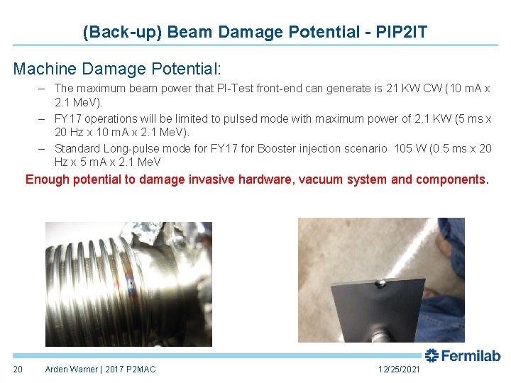 Machine Protection System Arden Warner PIPII Machine Advisory