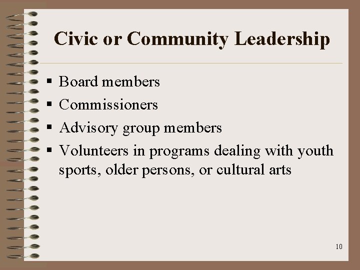 Leadership Roles HPR 323 Chapter 4 1 Types