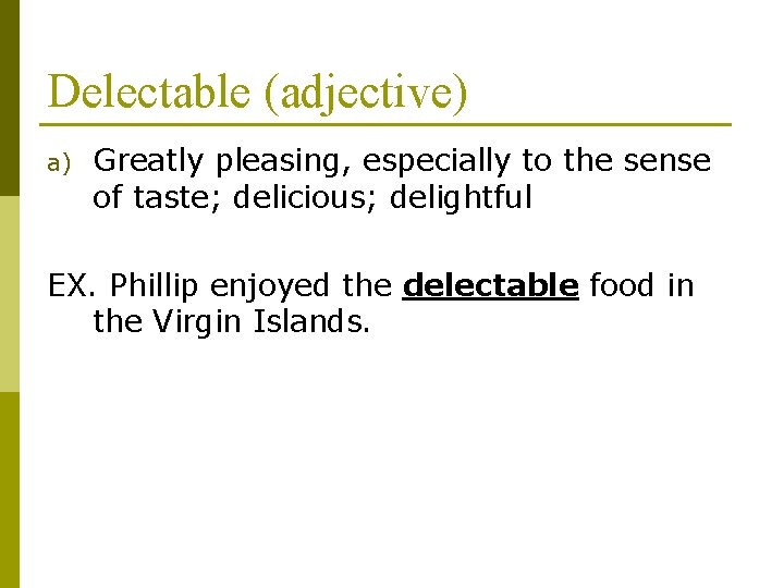 English 9 Vocabulary Lesson 3 Eating and Food