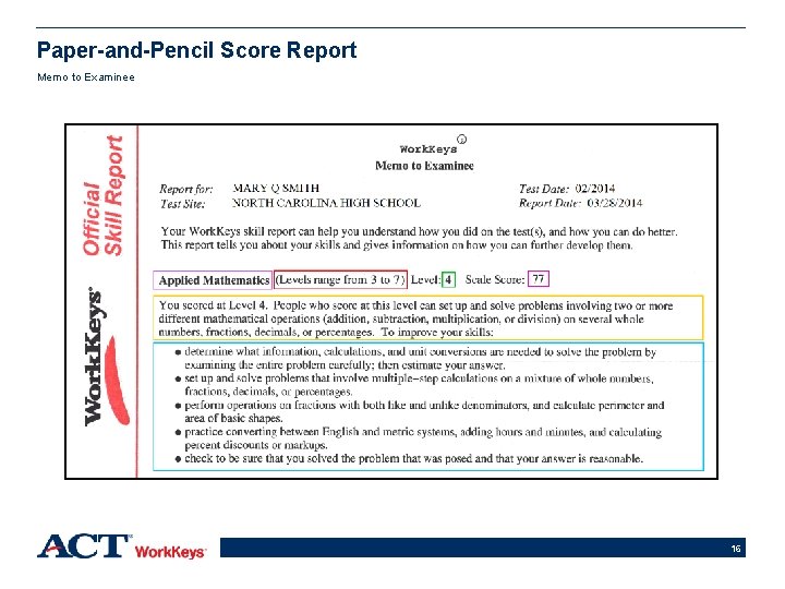 Understanding and Using Work Keys Scores High School