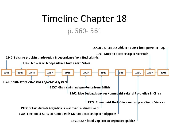 Timeline Chapter 18 p 560 561 2003 U