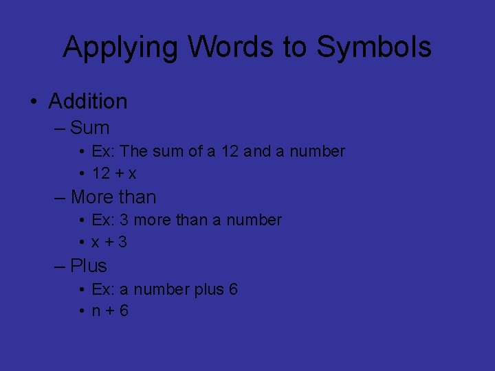 Section 1 1 Using Variables Objectives 1 To