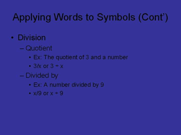 Section 1 1 Using Variables Objectives 1 To