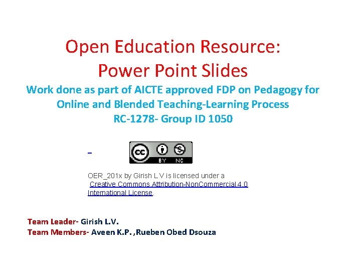 Open Education Resource Power Point Slides Work done