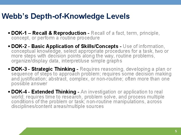 Depth of Knowledge and the Cognitive Rigor Matrix