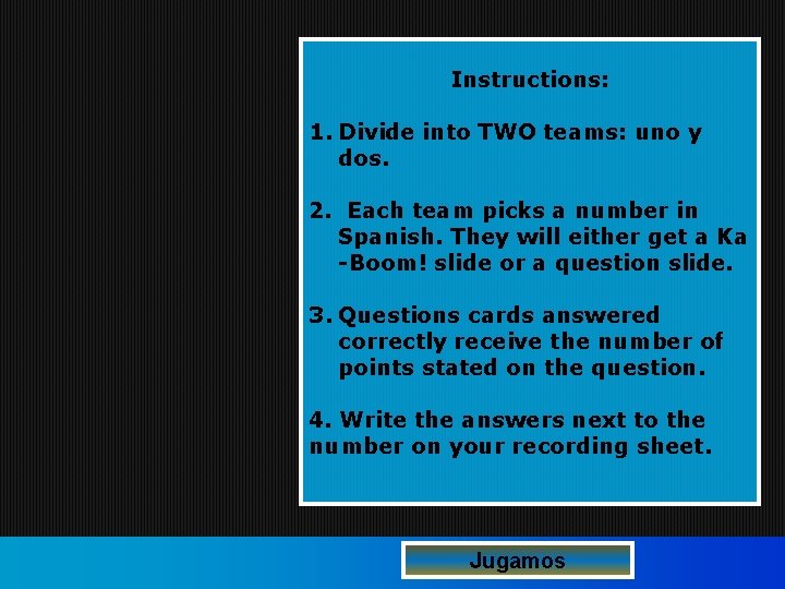 KABOOM Instructions 1 Divide into TWO teams uno