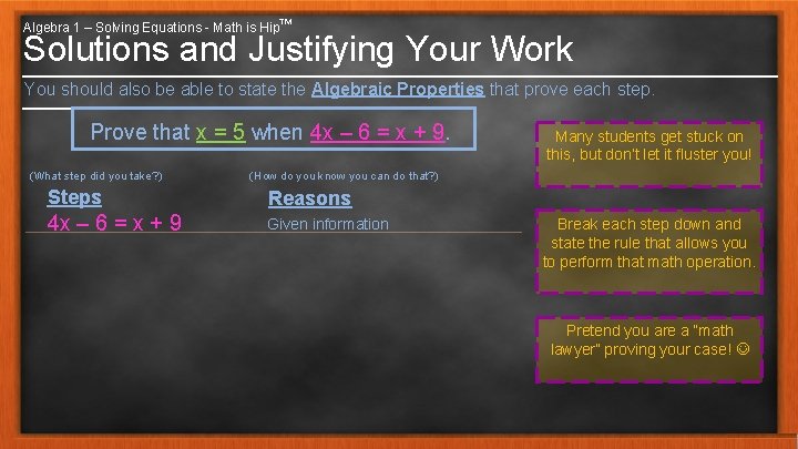 Algebra 1 Solving Equations Math is Hip Solutions