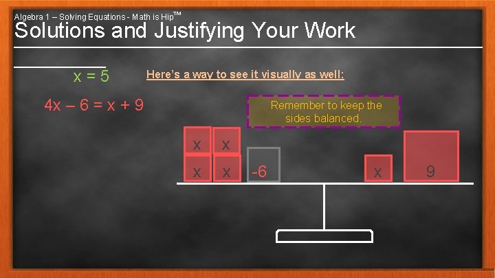 Algebra 1 Solving Equations Math is Hip Solutions