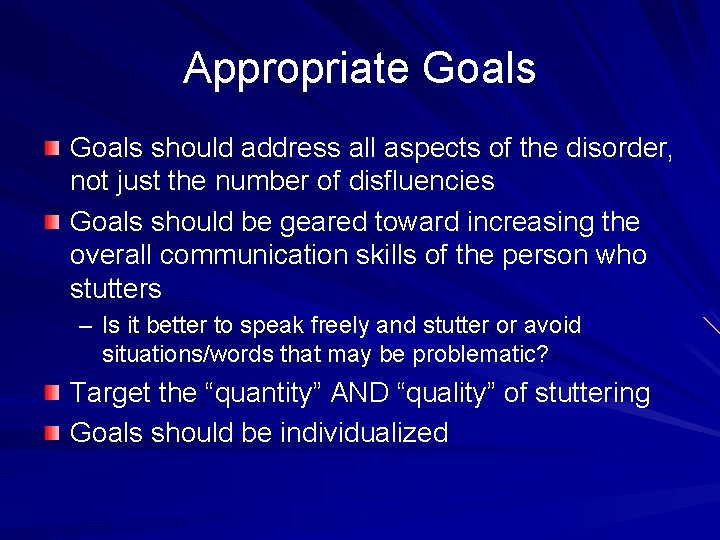 Treating SchoolAge Children who Stutter Objectives and Activities