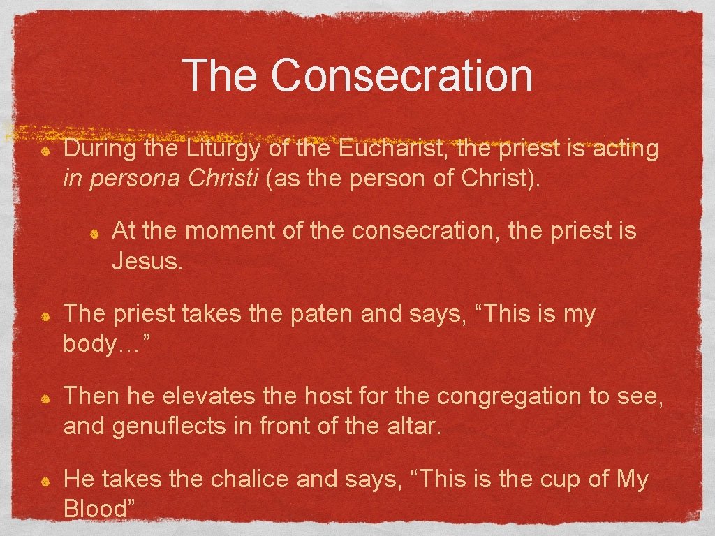 The Eucharist IMPORTANT VOCABULARY Eucharist Literally means thanksgiving