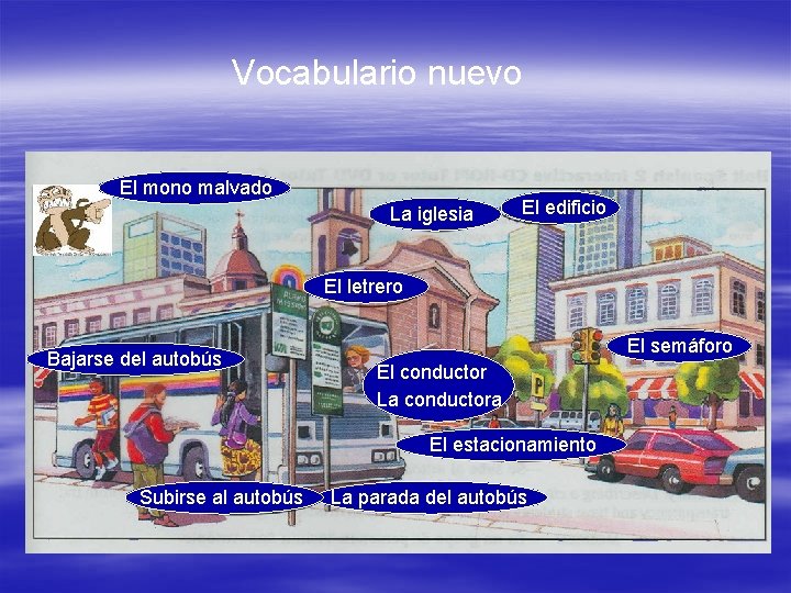 Vocabulario nuevo El mono malvado La La iglesia