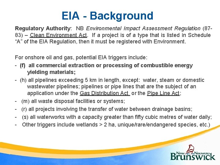 Phased Environmental Impact Assessment EIA Process for Oil