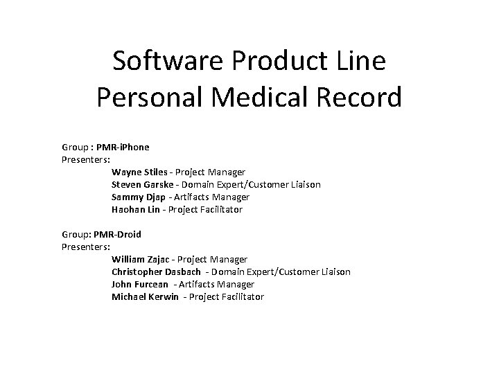 Software Product Line Personal Medical Record Group PMRi