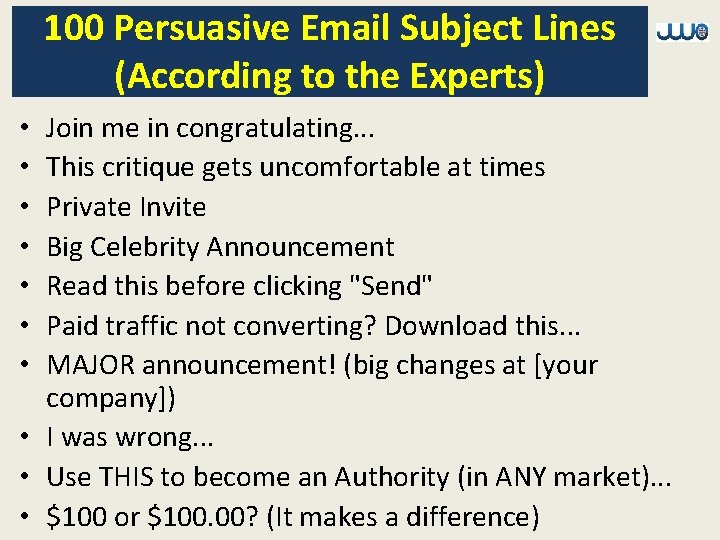Special Management Series 100 Persuasive Email Subject Lines