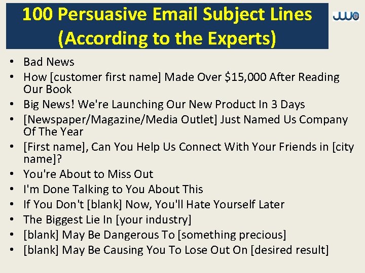 Special Management Series 100 Persuasive Email Subject Lines