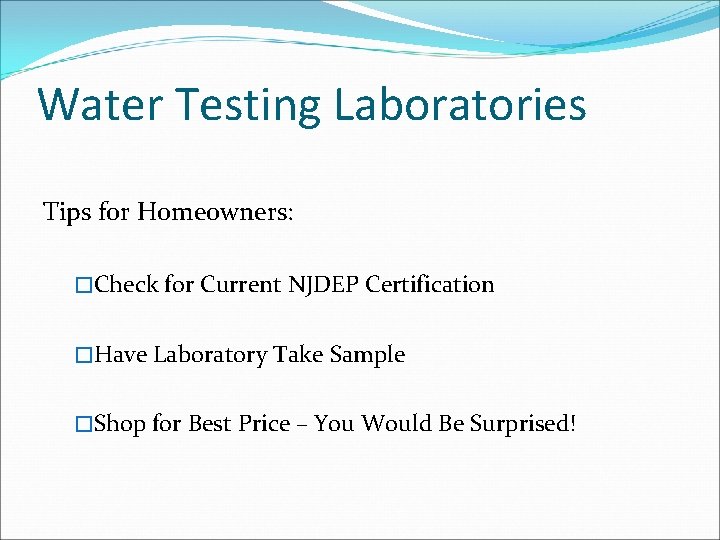 Private Well Testing Education and Promotion Hopewell Township