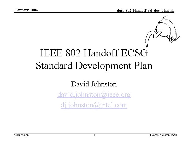 January 2004 doc 802Handoffstddevplanr 1 IEEE 802 Handoff