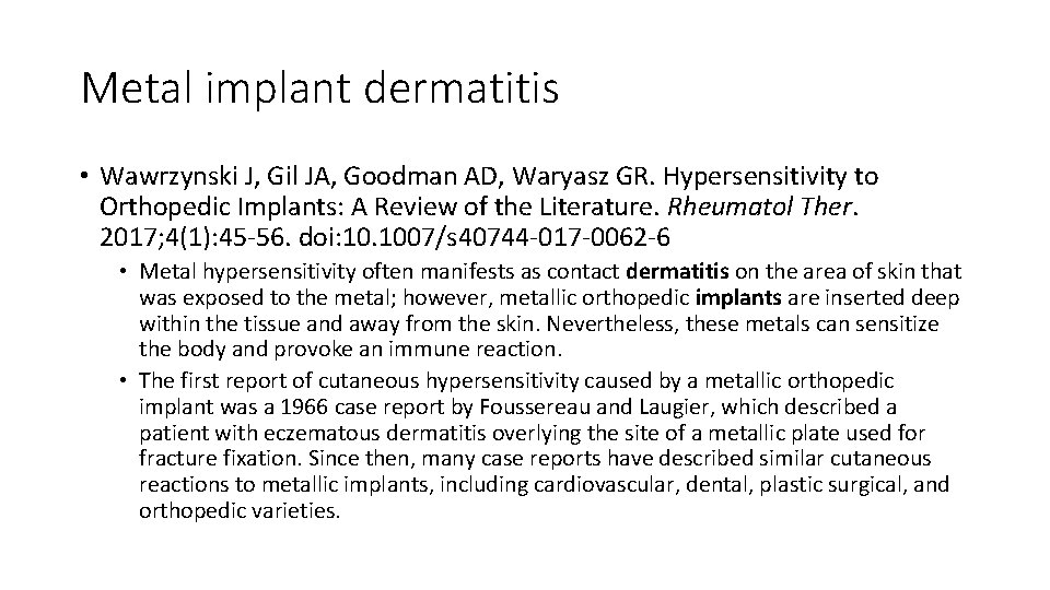 Contact dermatitis Further considerations Contact dermatitis current model
