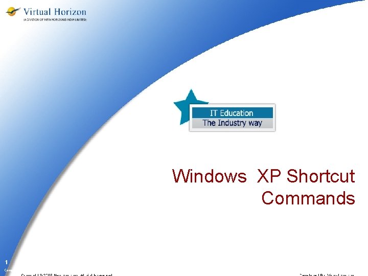 Windows XP Shortcut Commands 1 Company Confidential To