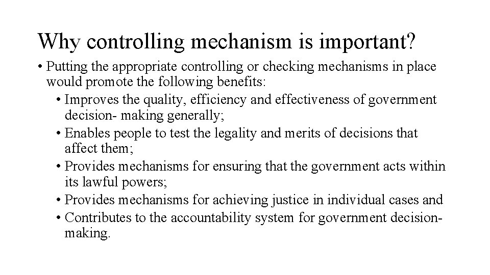 CONTROLING MECHANISAMS OF GOVERNMENTAL POWERS SOMALI NATIONAL UNIVERSITY