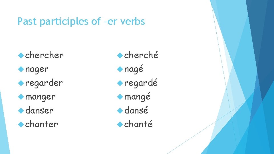 Regular er verbs Identify these infinitives danser To