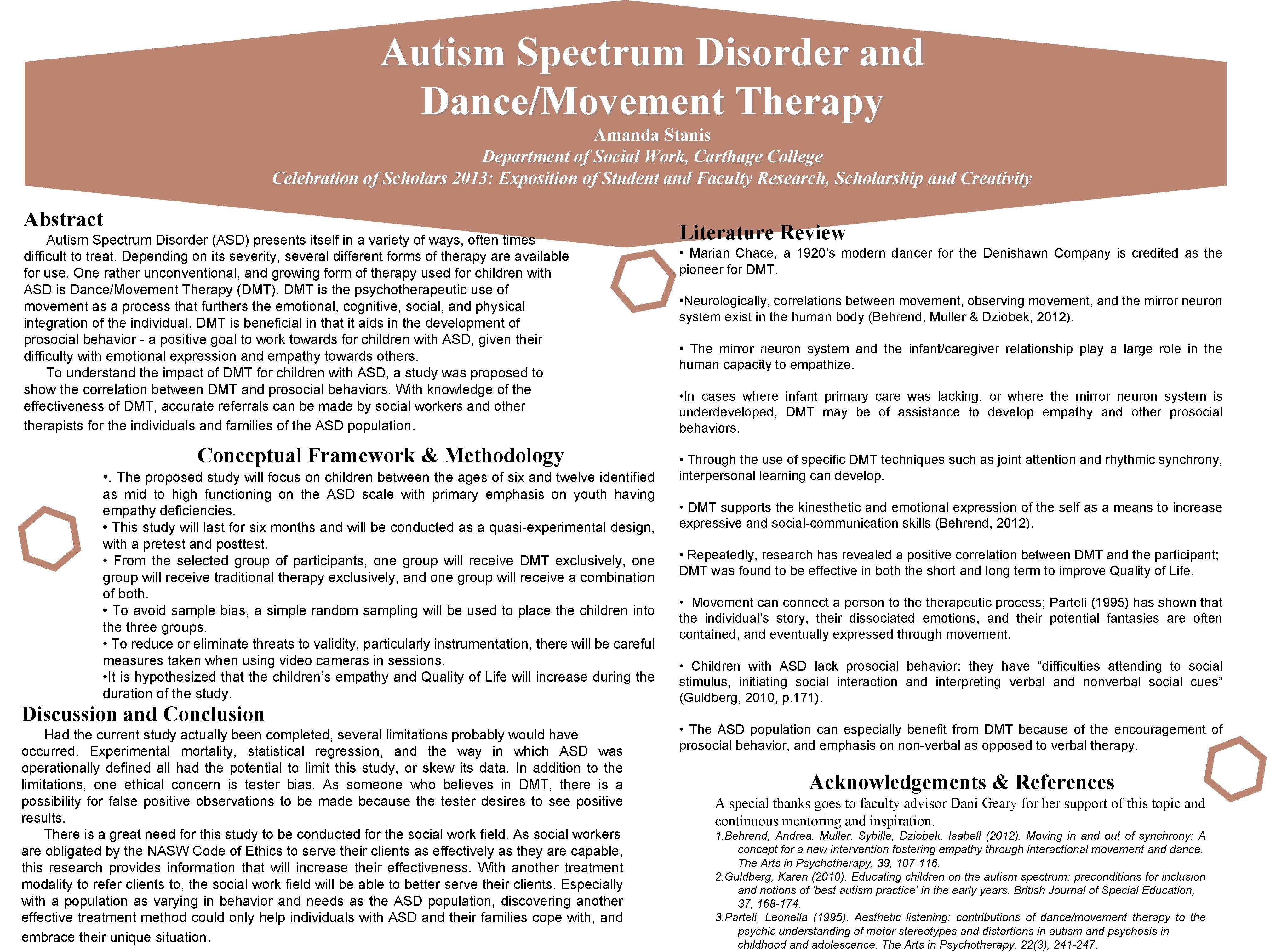 Autism Spectrum Disorder and DanceMovement Therapy Amanda Stanis