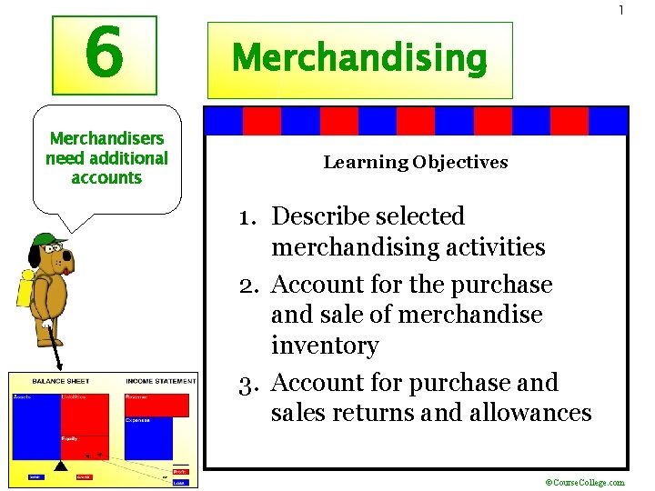 6 Merchandisers need additional accounts 1 Merchandising Learning