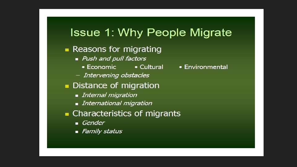 Unit 2 Migration Chapter 3 Net Migration Net