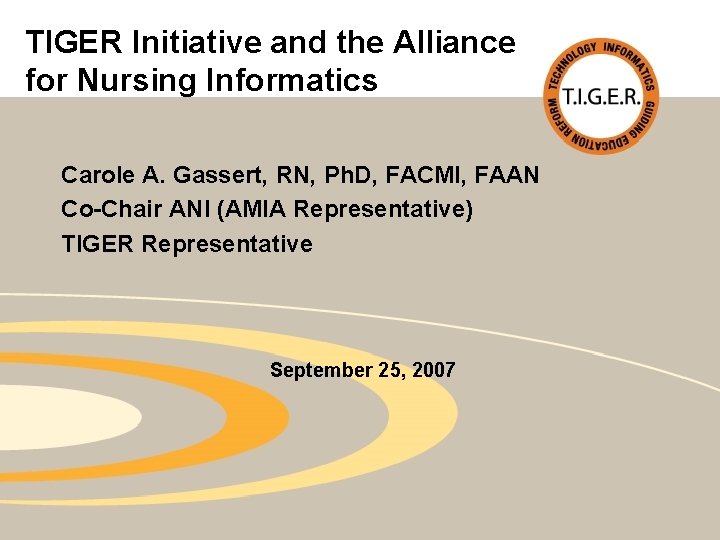TIGER Initiative and the Alliance for Nursing Informatics
