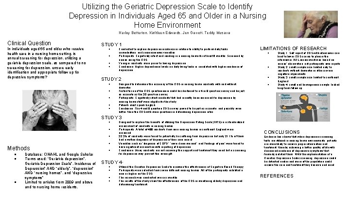 Utilizing the Geriatric Depression Scale to Identify Depression