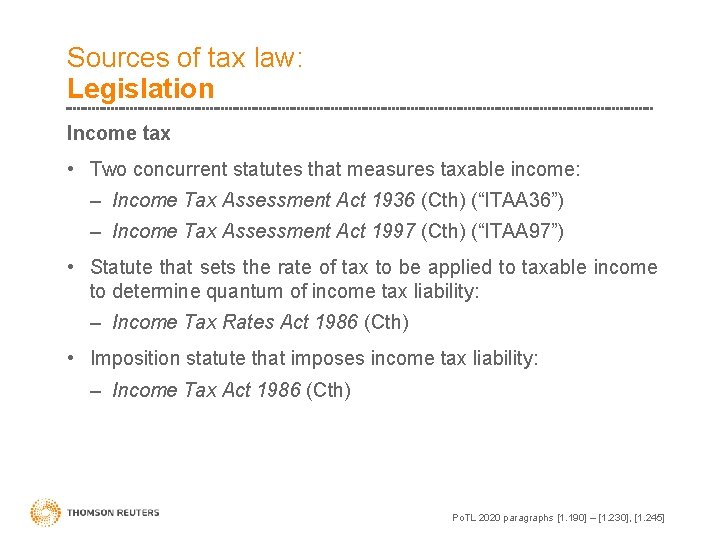 Chapter 1 Sources of taxation law 2020 Thomson
