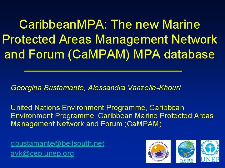 Caribbean MPA The new Marine Protected Areas Management